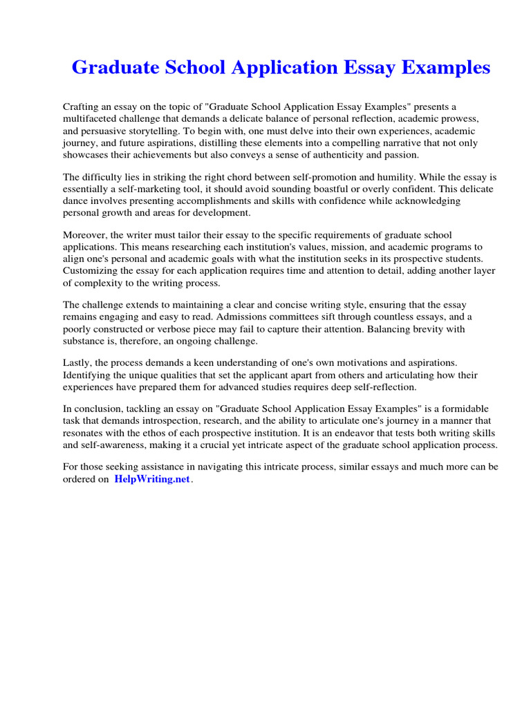 Graduate School Application Essay Examples | PDF