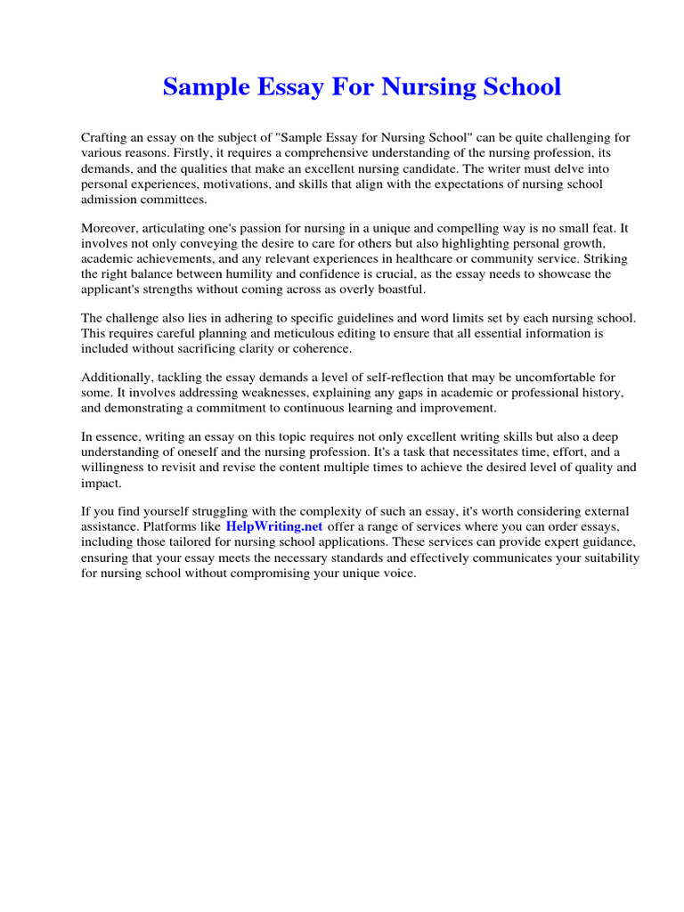 Sample Essay For Nursing School | PDF | Motivation | Motivational