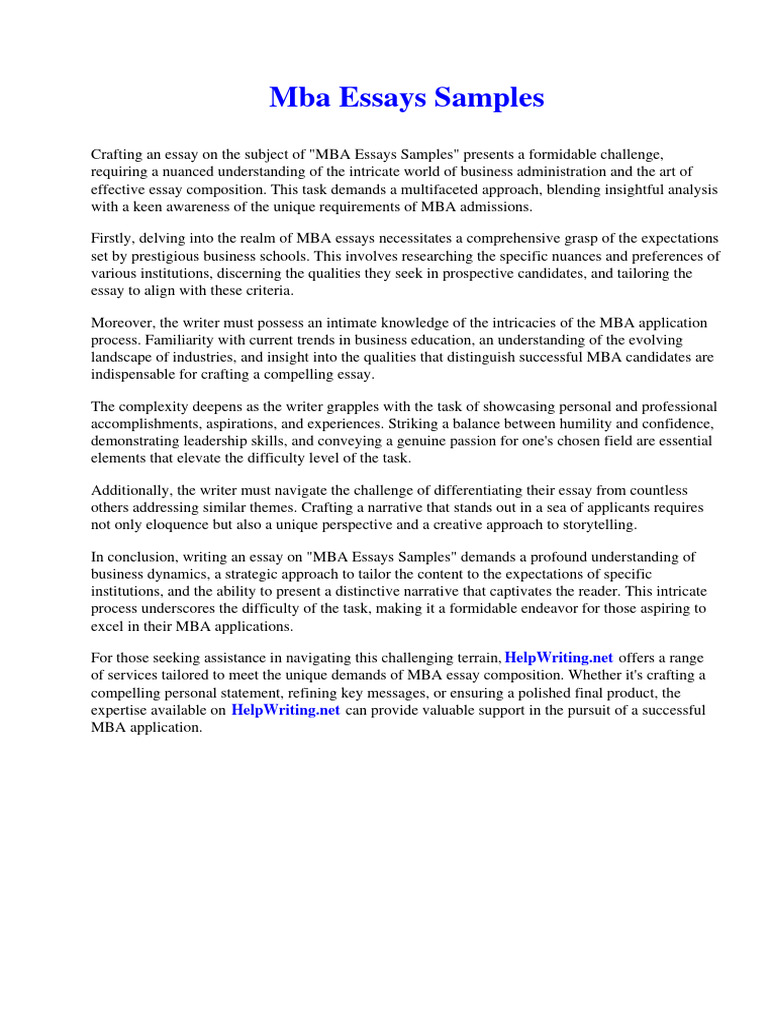 Mba Essays Samples | PDF | Petroleum | Mining