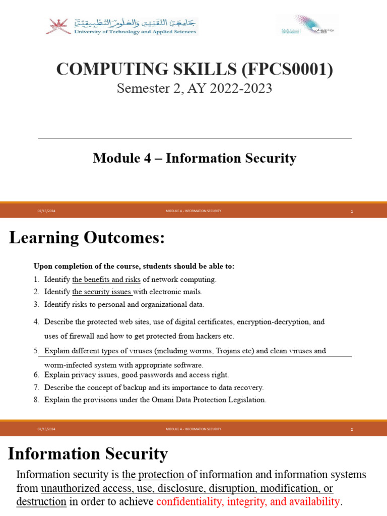Module 4 - Information Security | PDF | Security | Computer Security