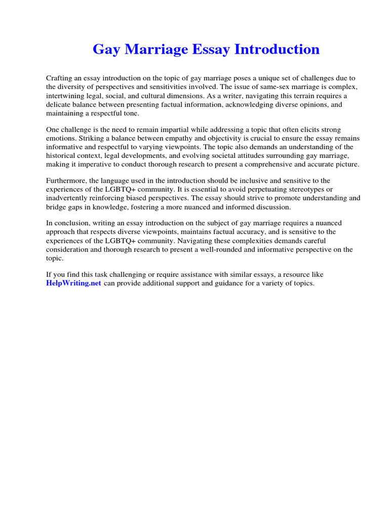 Gay Marriage Essay Introduction Pdf Hamlet Martin Luther King Jr