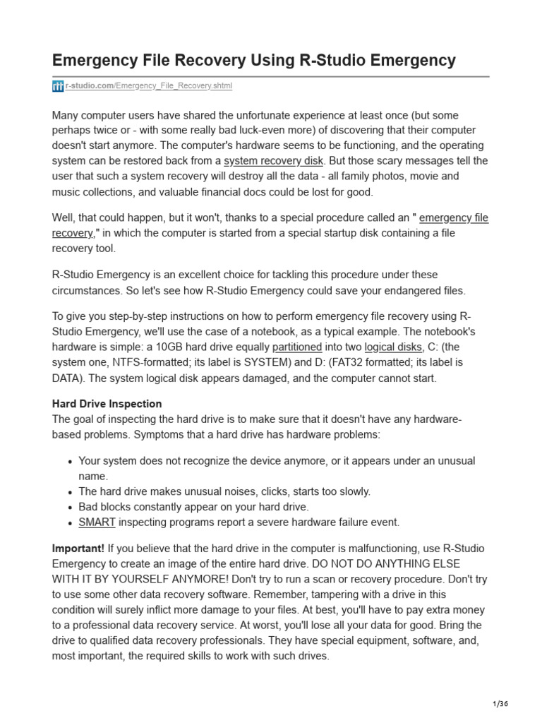 R-Studio Emergency Guide | PDF | Computer File | Booting