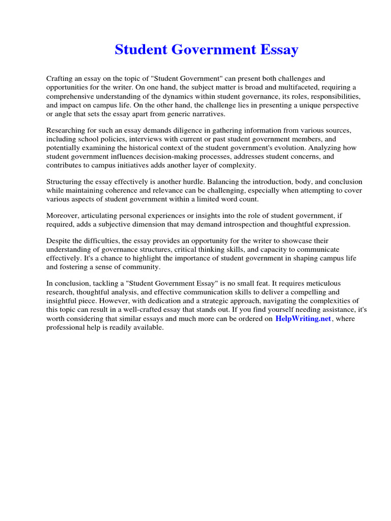 Student Government Essay | PDF | Collision | Che Guevara