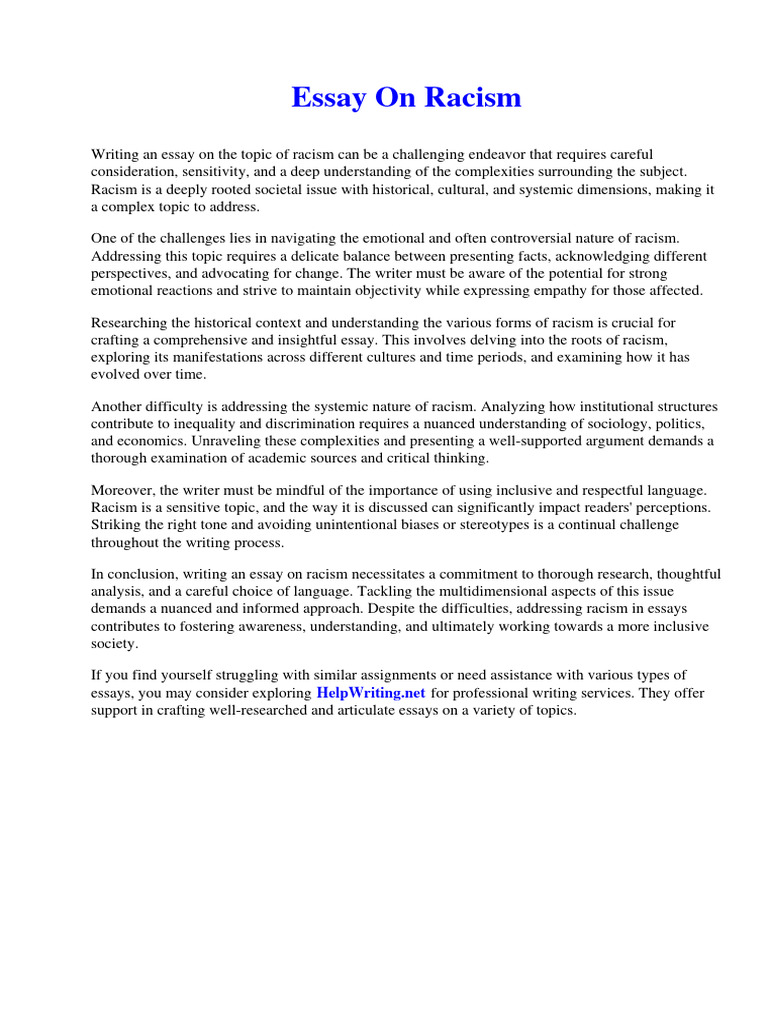 Essay On Racism | PDF | Intellectual Disability