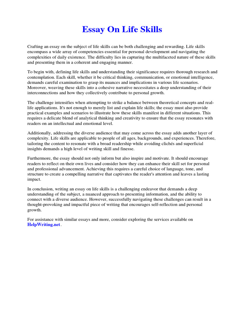 Essay On Life Skills | PDF | Essays