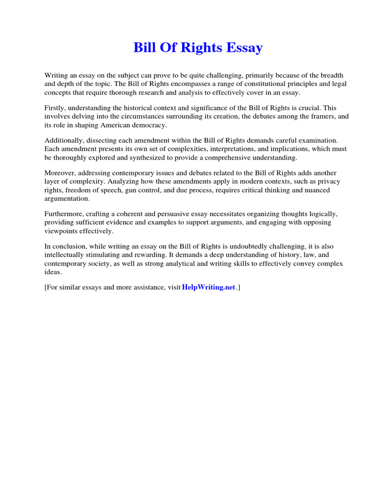 Bill of Rights Essay | PDF | Soul | Essays