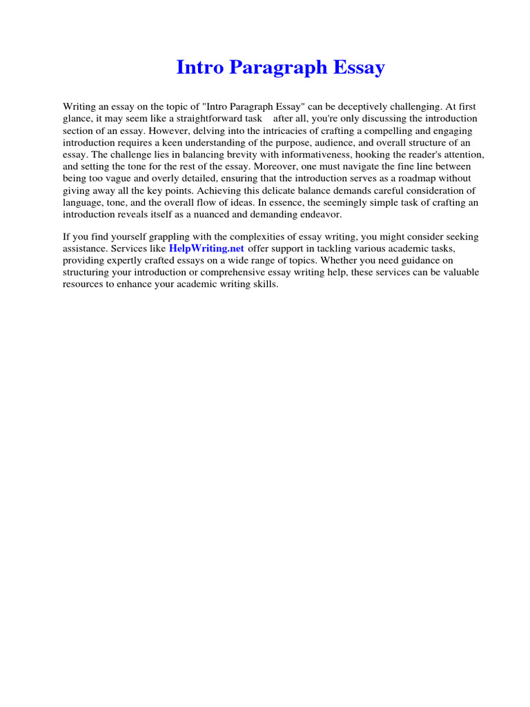 Intro Paragraph Essay | PDF | Essays | Psychology