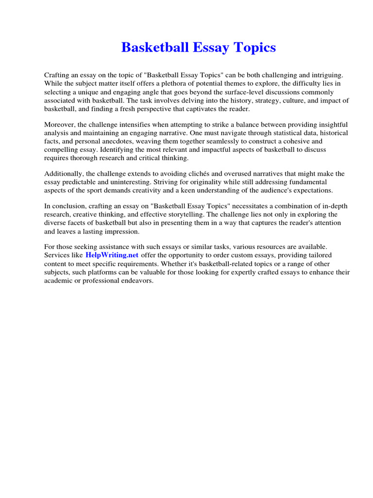 Basketball Essay Topics | PDF | Knight | Miracle