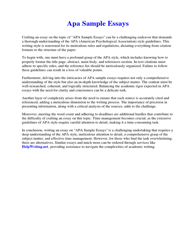 Apa Sample Essays | PDF | Apa Style | Essays