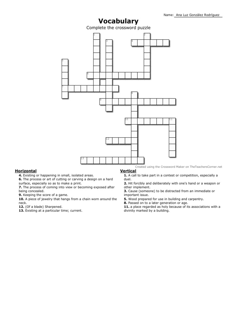 Vocabulary Crossword Puzzle Guide | PDF