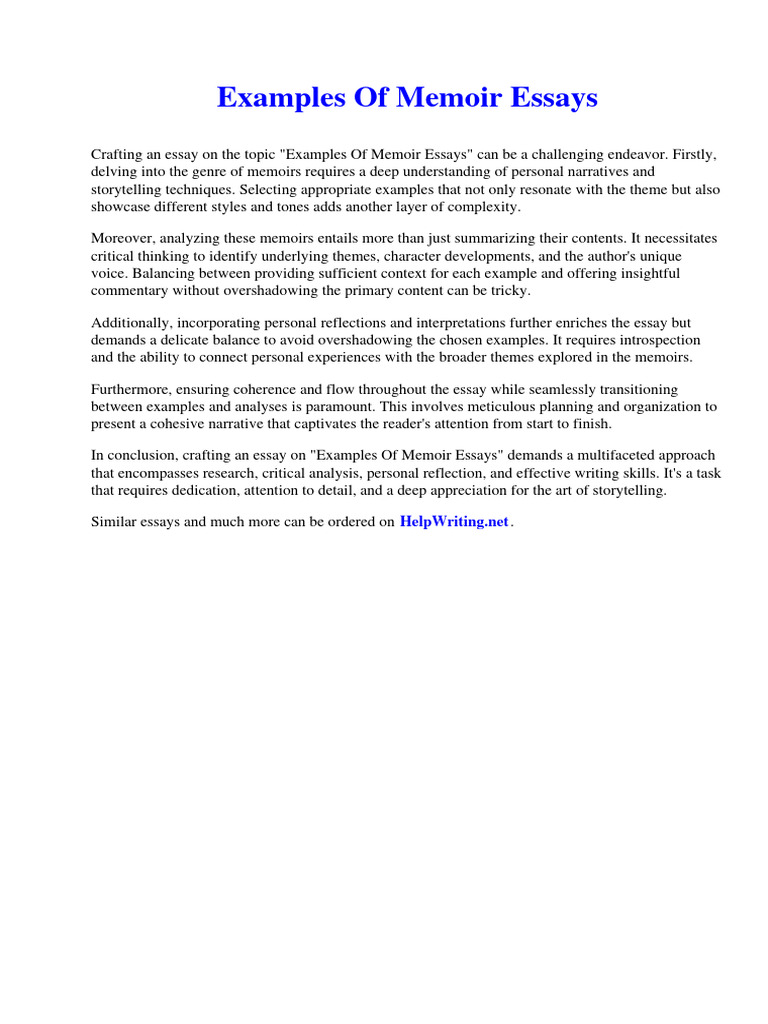 Examples of Memoir Essays | PDF | Lung | Respiratory System