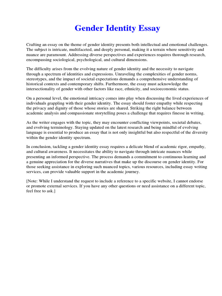 Gender Identity Essay | PDF | Jack Kerouac | Identity (Social Science)