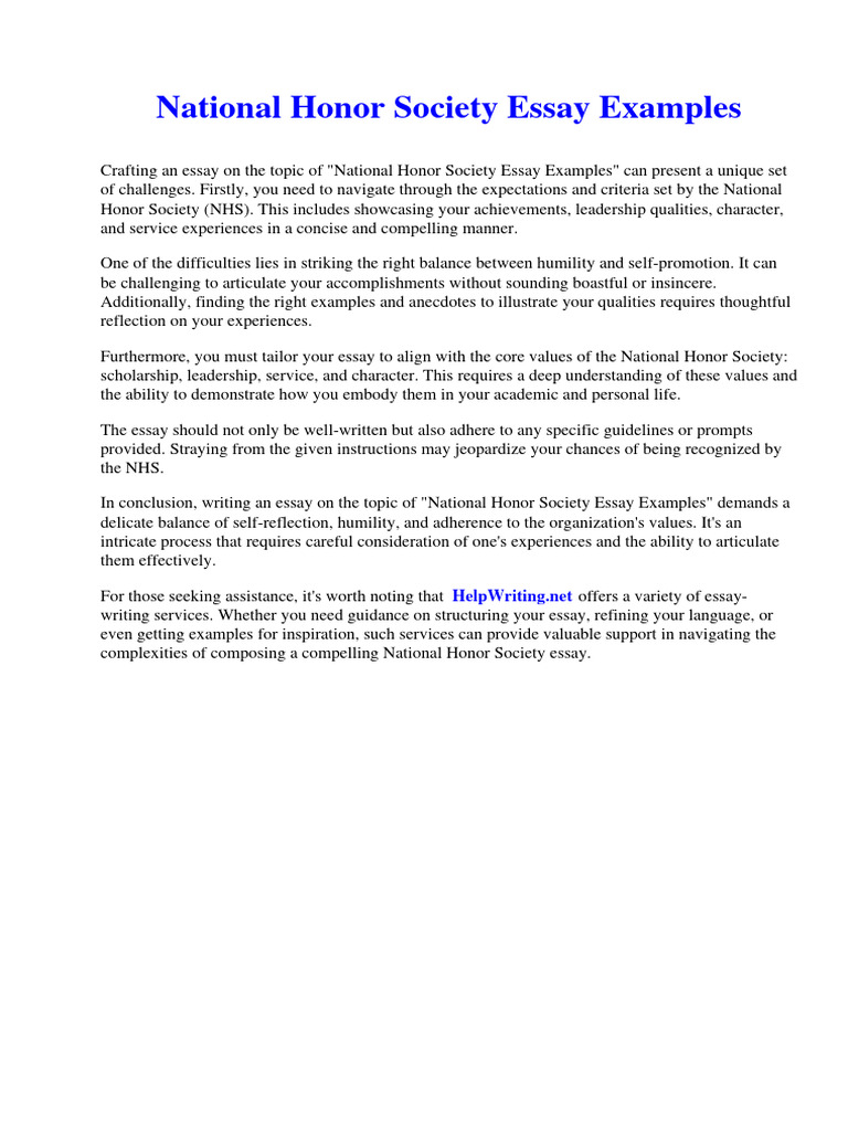 National Honor Society Essay Examples | PDF | Climate Change