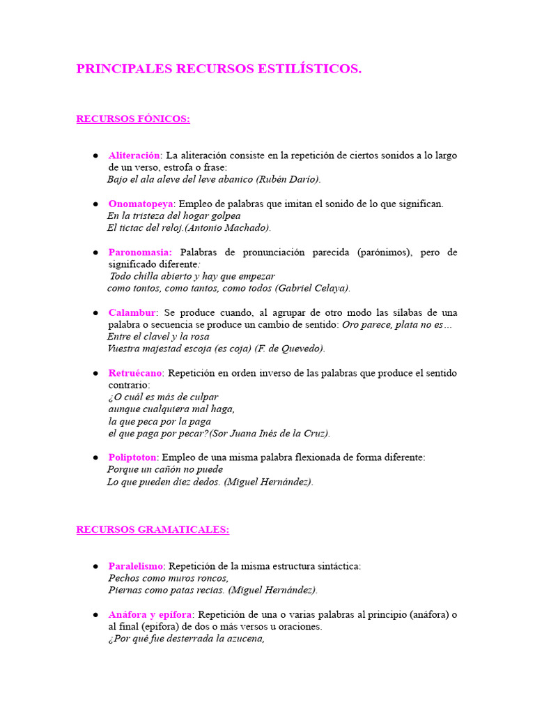 Recursos Estilísticos y Gramaticales | PDF | Gramática | Lingüística