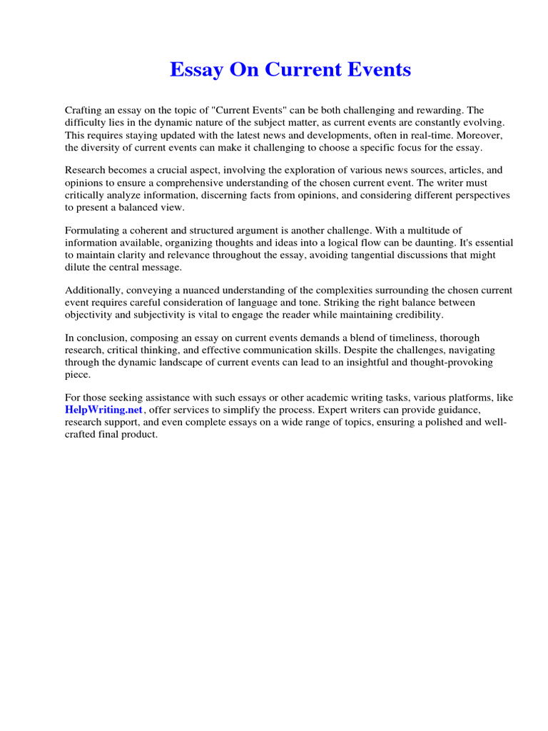 Essay On Current Events | PDF | Essays | Climate Change
