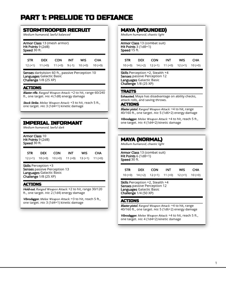 DoD NPC Rework - GM Binder | PDF