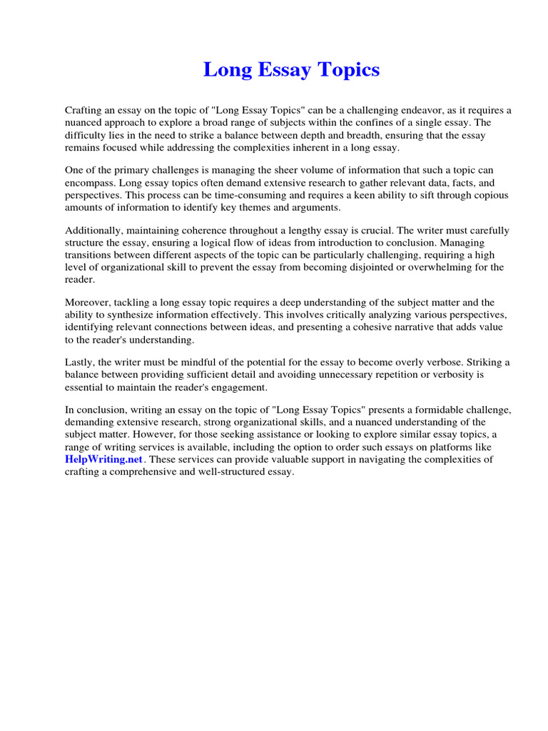 Long Essay Topics | Download Free PDF | Recycling | Essays