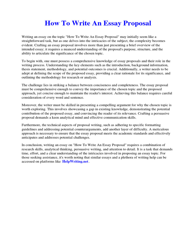 How To Write An Essay Proposal | Download Free PDF | Essays | Teachers