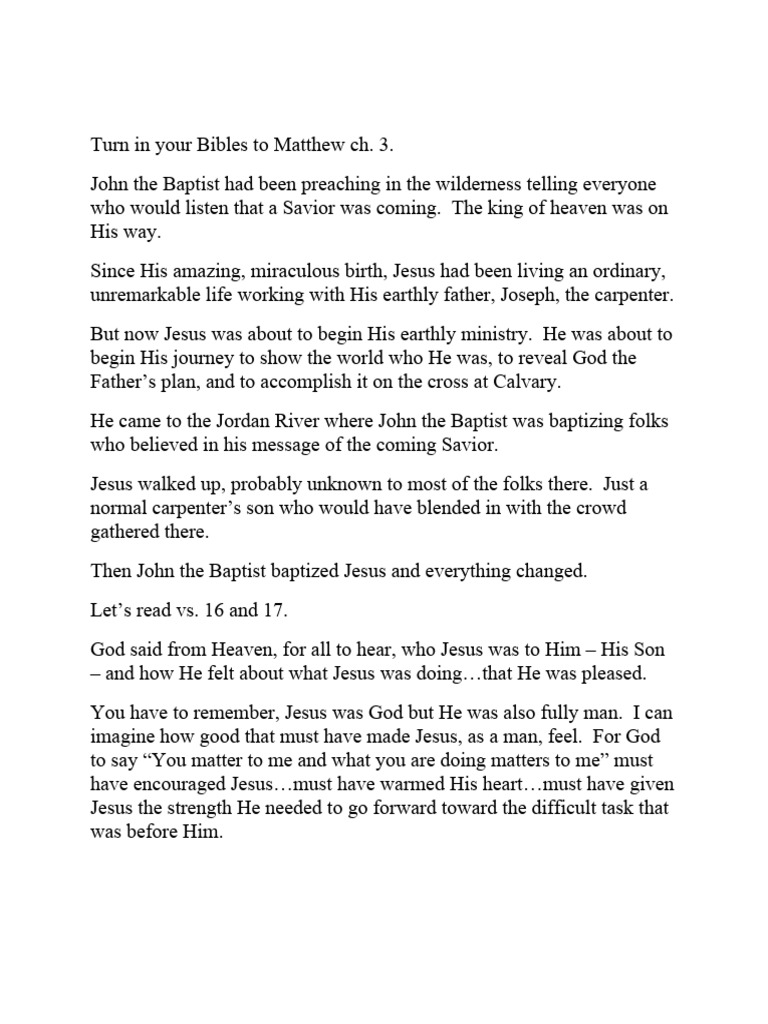 Appreciation | PDF | Jesus | John The Baptist