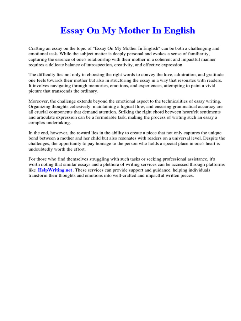 Essay On My Mother in English | PDF | Jet Engine | Afghanistan