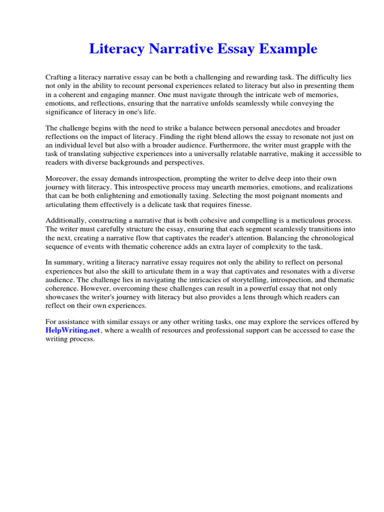 Literacy Narrative Essay Example | PDF | Narrative | Consumer Behaviour