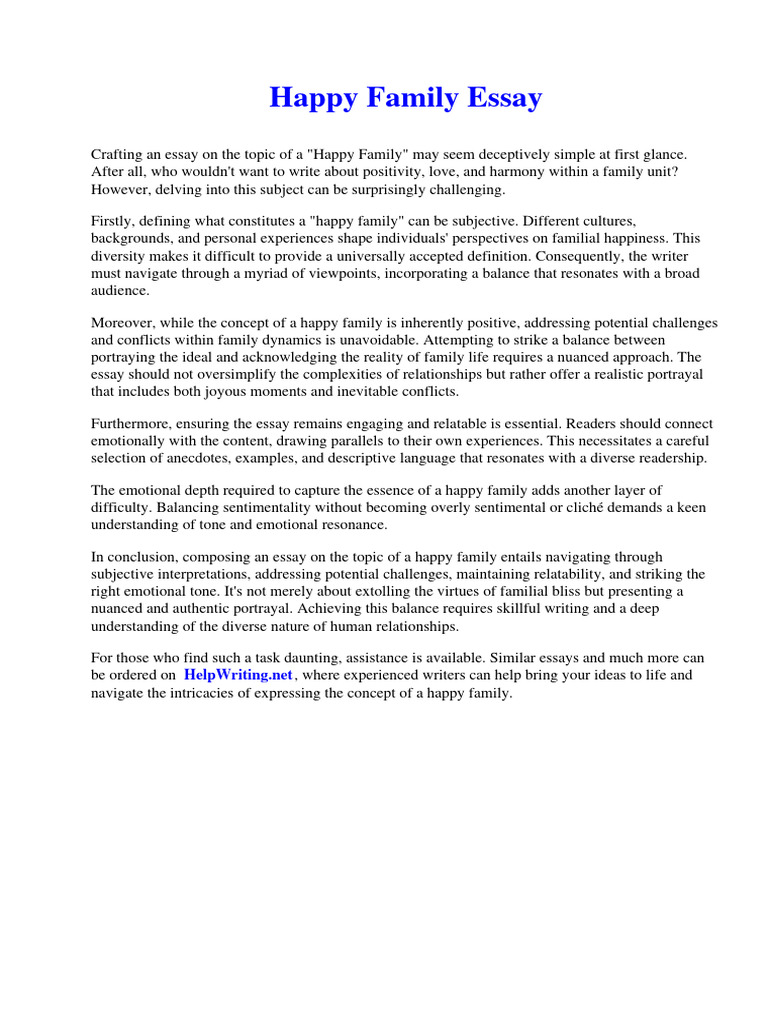 Happy Family Essay | PDF | The Canterbury Tales | Essays