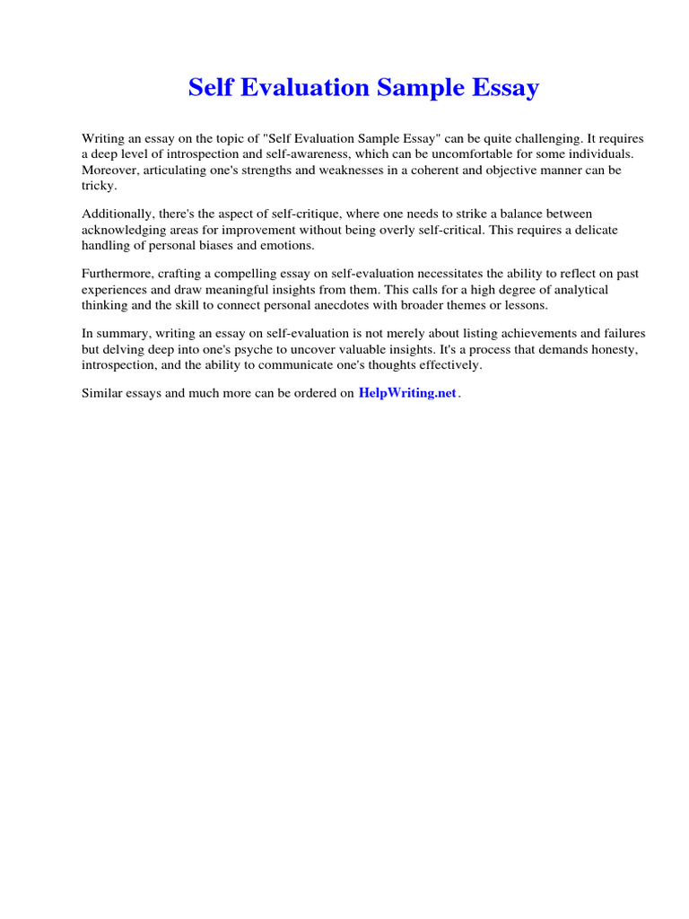 Self Evaluation Sample Essay | PDF | Black Hole | General Relativity