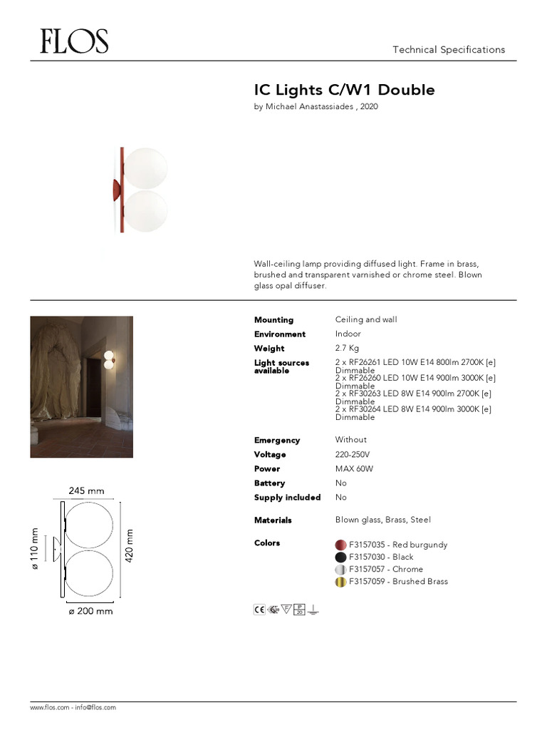 Tech Spec Ic Lights C w1 Double F315707 | PDF