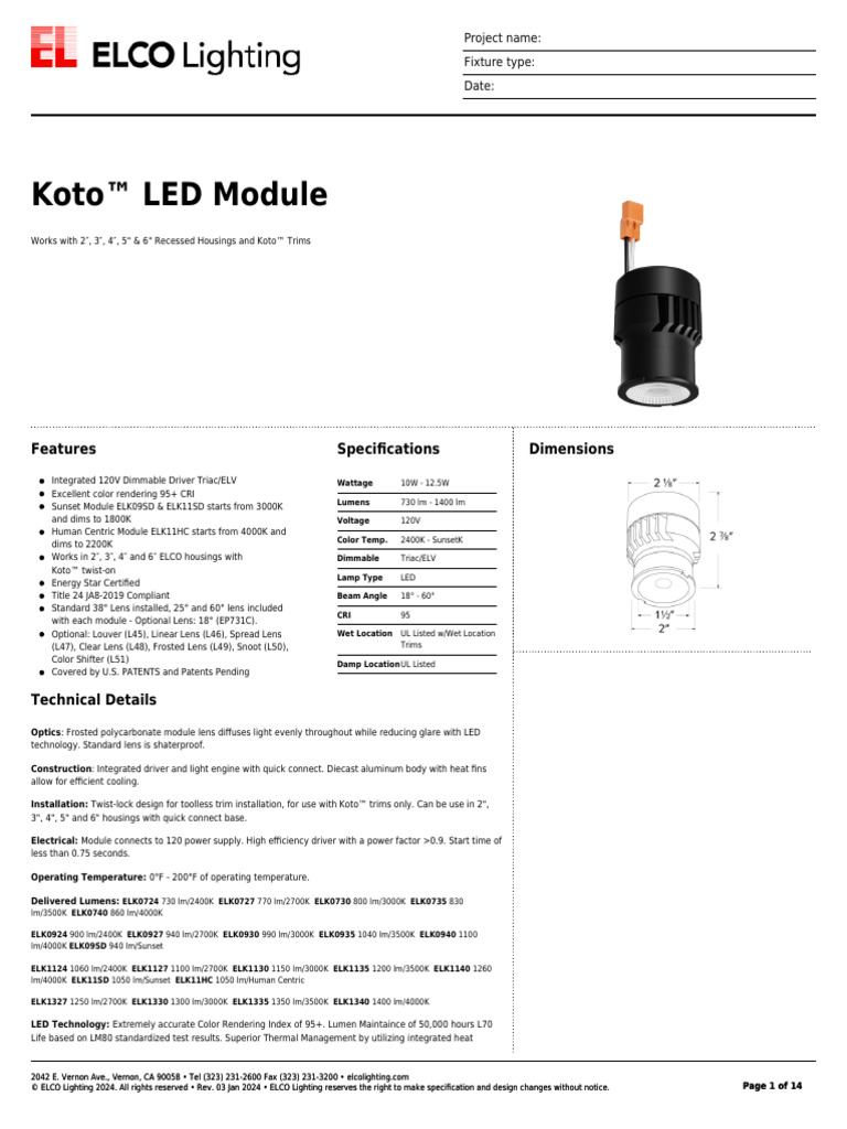 ELCO Koto Led Module | Download Free PDF | Compact Fluorescent Lamp ...
