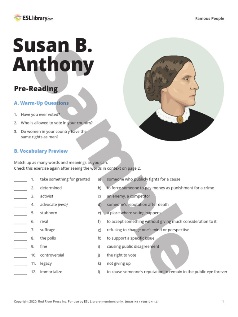 ESLLibrary SusanBAnthony Sample | PDF