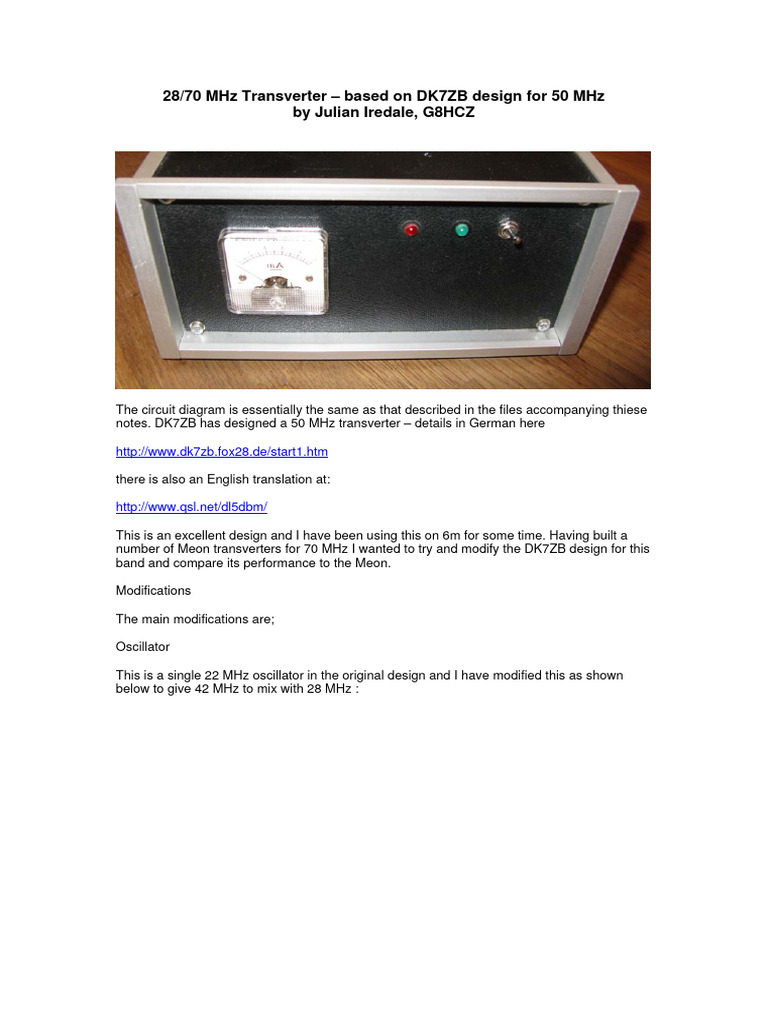 4m Transverter | PDF | Electronic Oscillator | Electronic Engineering