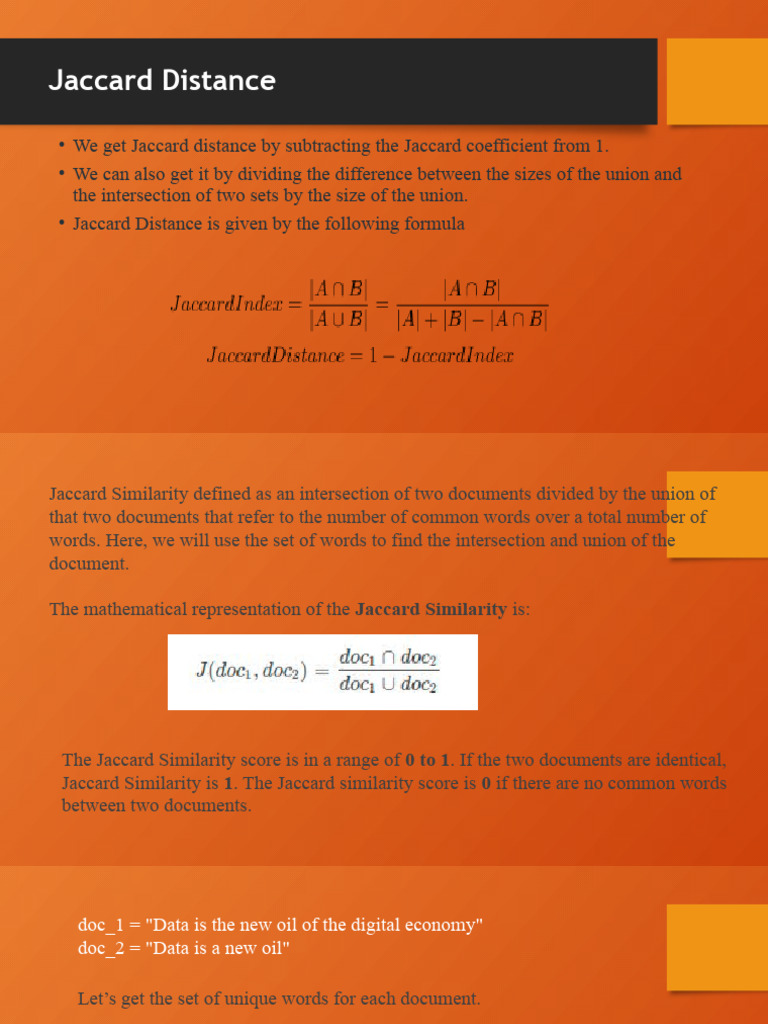 Understanding Jaccard Distance in Python | PDF | Applied Mathematics | Algorithms