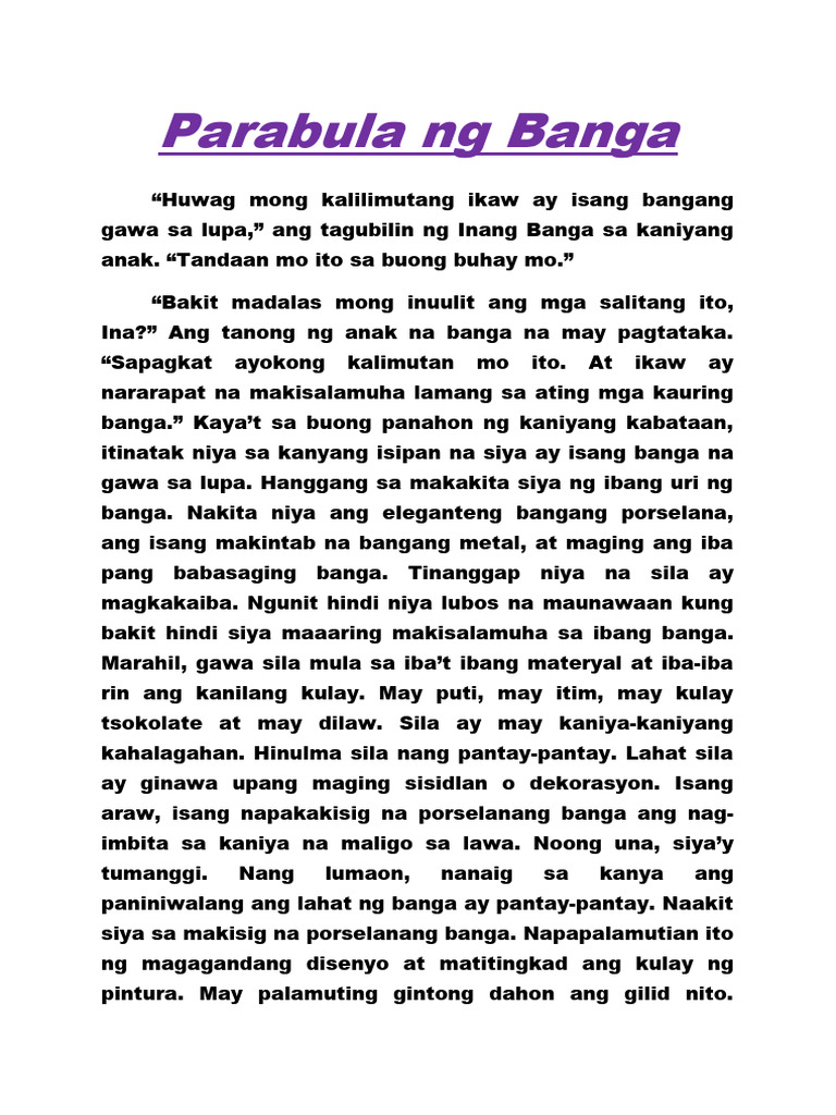 Parabula NG Banga | PDF