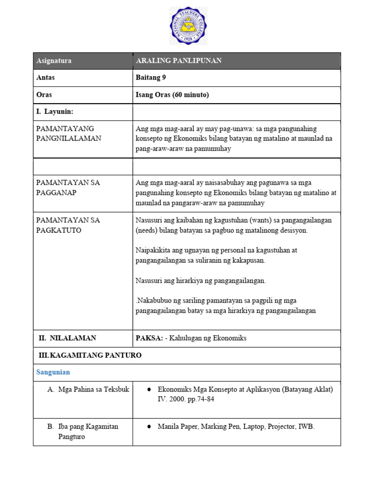 PCK4 LESSON PLAN (ARALING PANLIPUNAN) .docx-BANGAY JERAH MAY | PDF