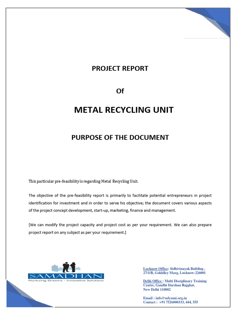 Metal Recycling DPR | Download Free PDF | Scrap | Recycling