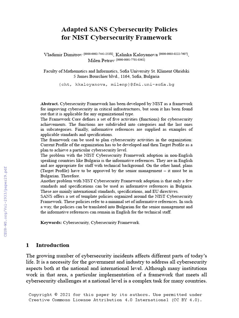 Adapted SANS Cybersecurity Policies For | PDF | Security | Computer Security