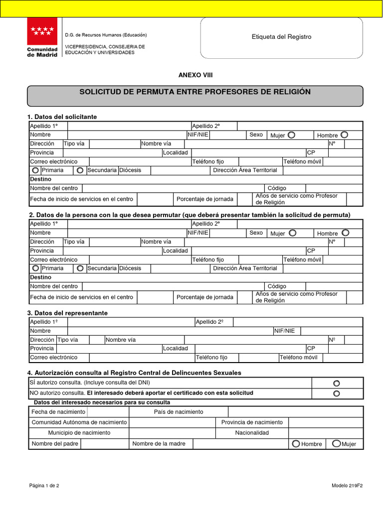 Solicitud de Permuta para Profesores de Religión | PDF | Justicia ...