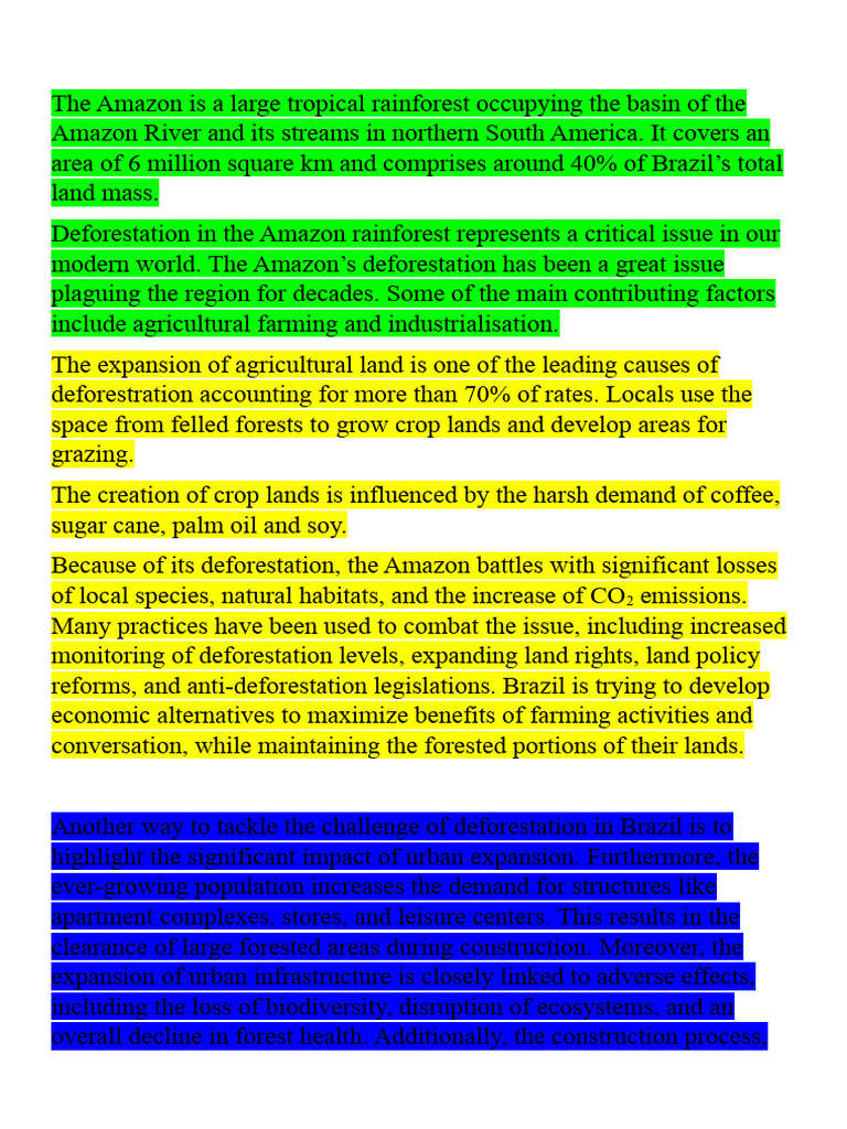 Essay Deforestation in Brazil NEW Correction | PDF | Deforestation ...