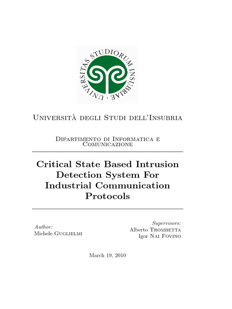 Critical State Based Intrusion Detection | PDF | Scada | Computer Network