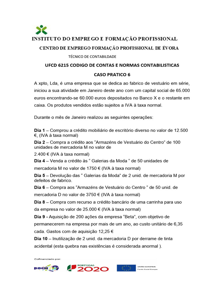 Exercicio 2 Da Ufcd 6216 | PDF | Imposto sobre Valor Agregado (IVA ...