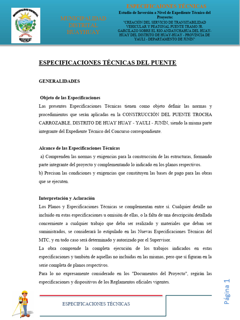 Especificaciones Técnicas Ltimo | PDF | Fundación (Ingeniería) | Puente