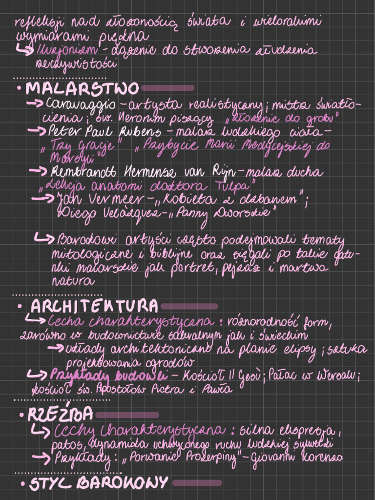 Język Polski Notatki Barok cz3 | PDF