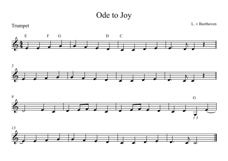 Ode To Joy - 3 - No Fingering - Trumpet | PDF