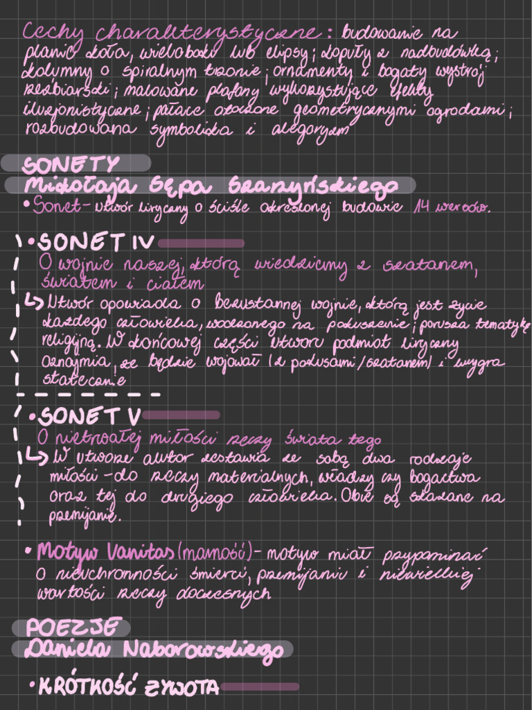 Język Polski Notatki Barok CZ 4 | PDF