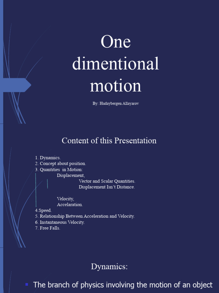 One Dimensional Motion | PDF | Velocity | Acceleration