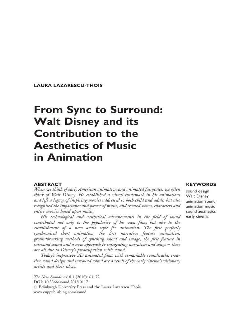 Disney's Sound Innovations in Animation | PDF | Animation | Walt Disney