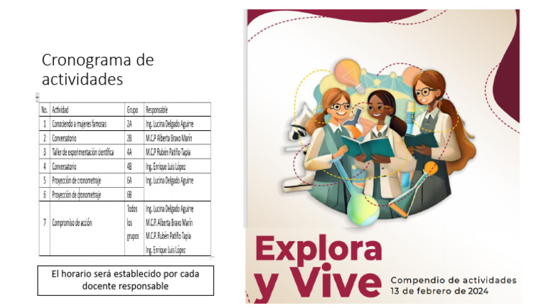 Explora y Vive - Cronograma | PDF