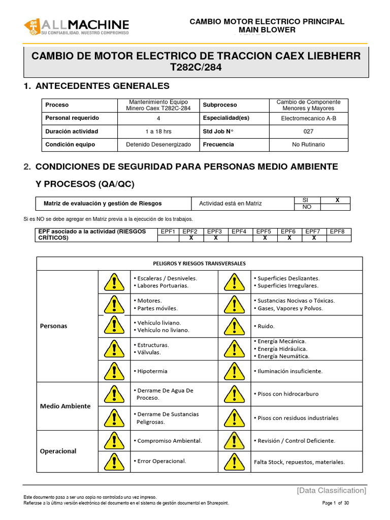 Cambio de Motor Electrico de Traccion Caex T282C-284 | PDF | Residuos ...