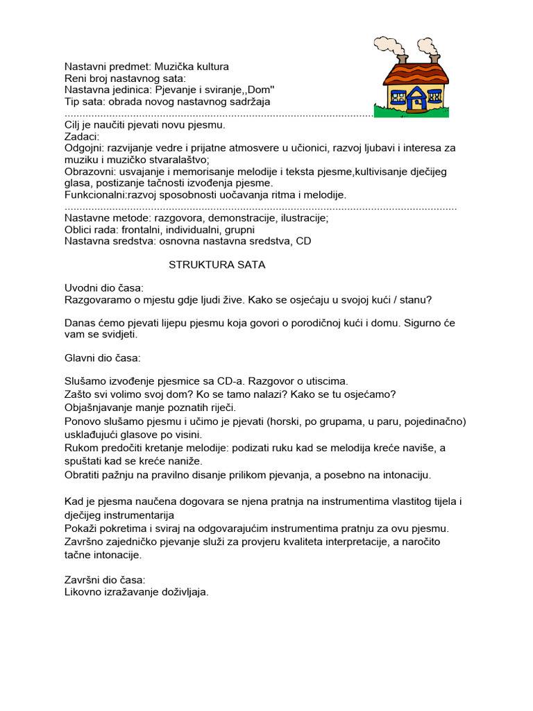 Pjevanje I Sviranje Dom, o | PDF