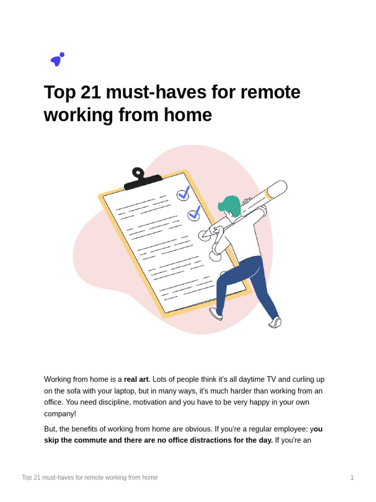 Top 21 Must-Haves For Remote Working From Home | PDF